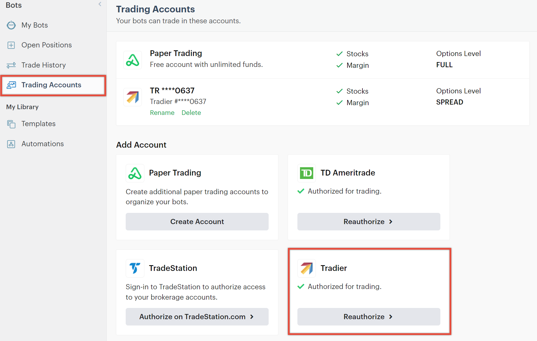 Option Alpha | Tradier Integration